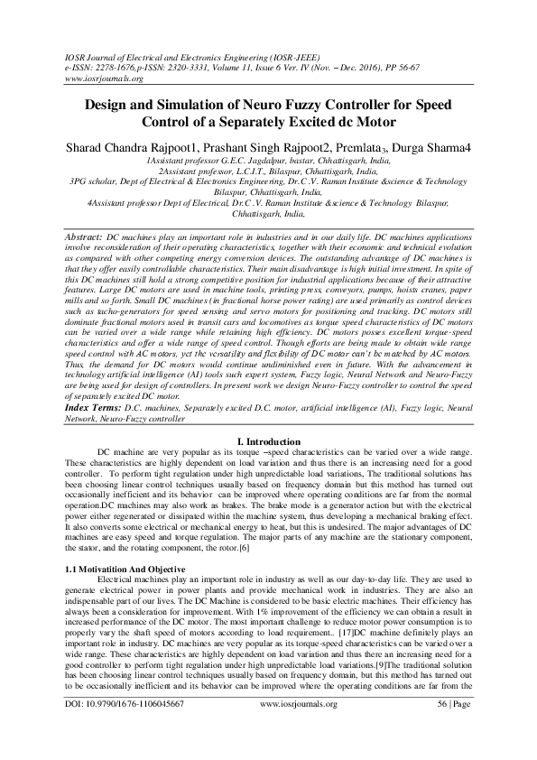 Pdf Design And Simulation Of Neuro Fuzzy Controller For Speed Control
