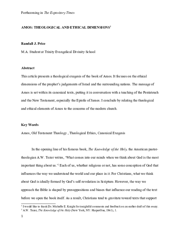 (DOC) AMOS: THEOLOGICAL AND ETHICAL DIMENSIONS