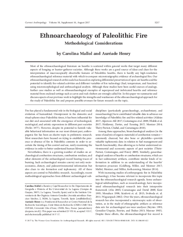 (PDF) Ethnoarchaeology of Paleolithic Fire