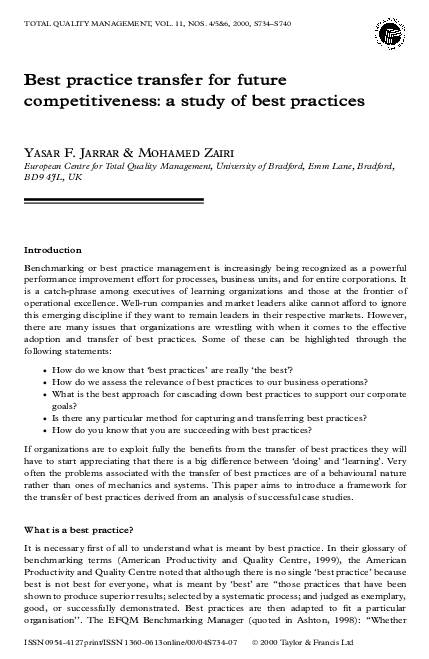 (PDF) Best practice transfer for future competitiveness: A study of best practices