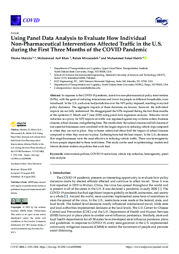 (PDF) Using Panel Data Analysis to Evaluate How Individual Non ...