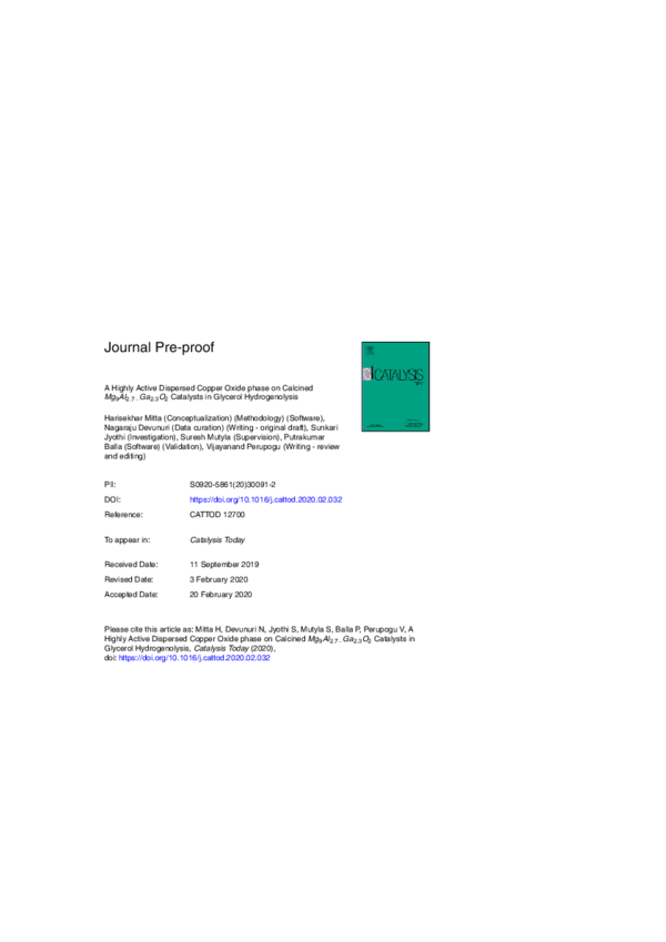 (PDF) A highly active dispersed copper oxide phase on calcined MgAlGaO ...
