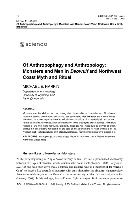 (PDF) Of Anthropophagy and Anthropology: Monsters and Men in Beowulf ...