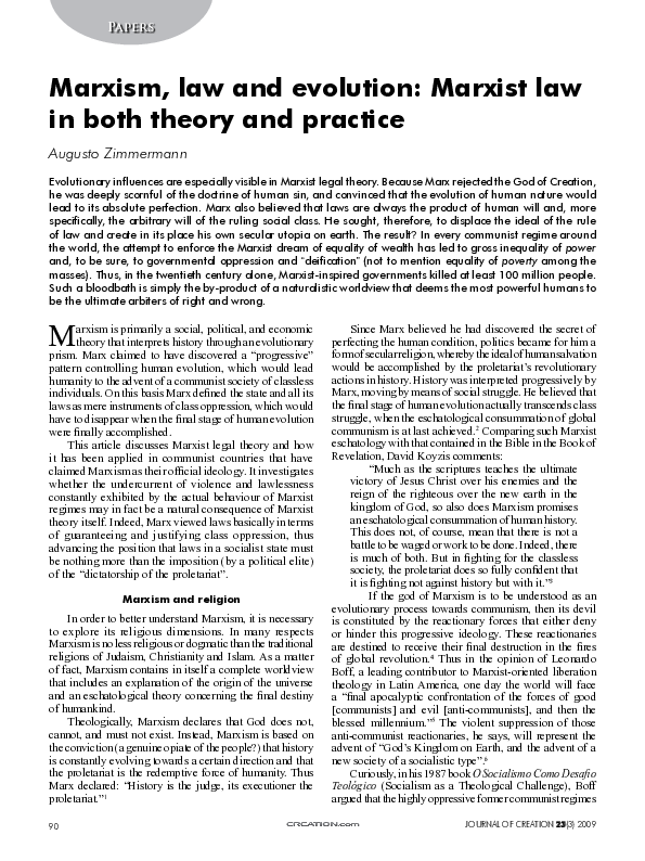 (PDF) Marxism, law and evolution: Marxist law in both theory and practice