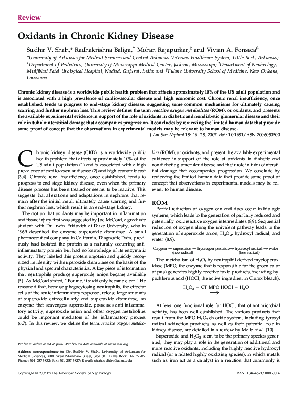 (PDF) Oxidants in Chronic Kidney Disease