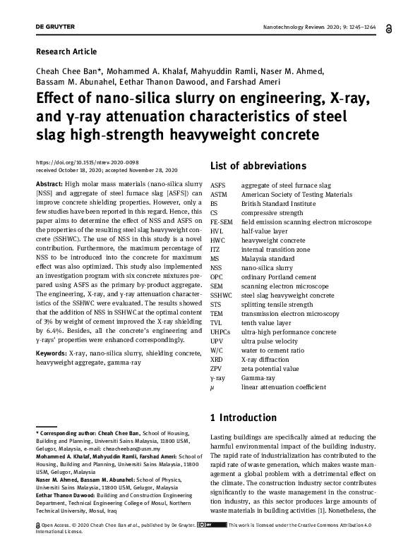 (PDF) Effect of nano-silica slurry on engineering, X-ray, and γ-ray ...