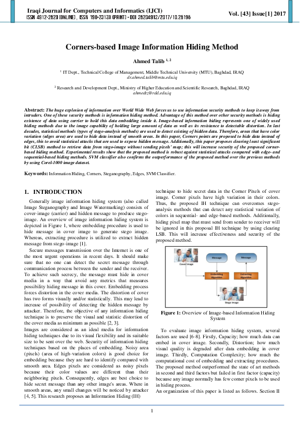 (PDF) Corners-based Image Information Hiding Method