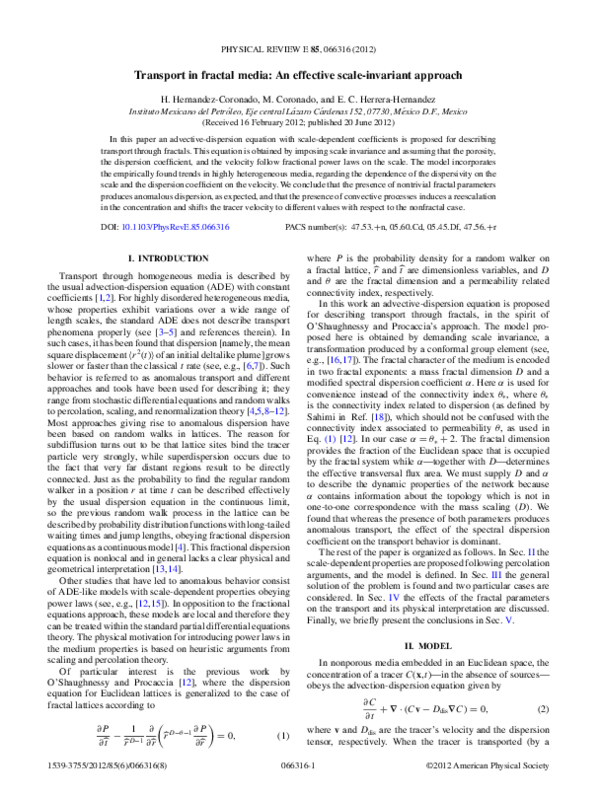 (PDF) Transport in fractal media: An effective scale-invariant approach