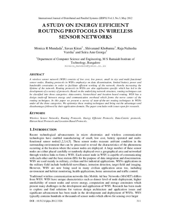 (PDF) A Study On Energy Efficient Routing Protocols In Wireless Sensor ...