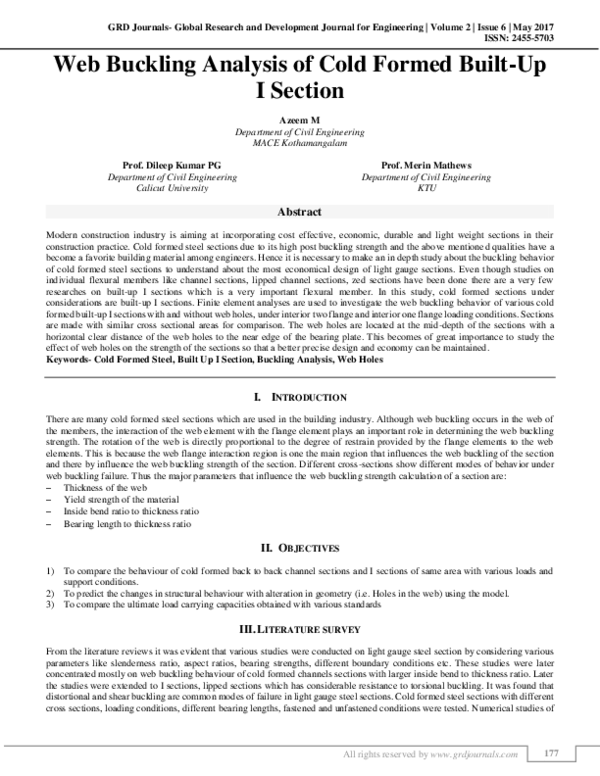 (PDF) Web Buckling Analysis of Cold Formed Built-Up I Section
