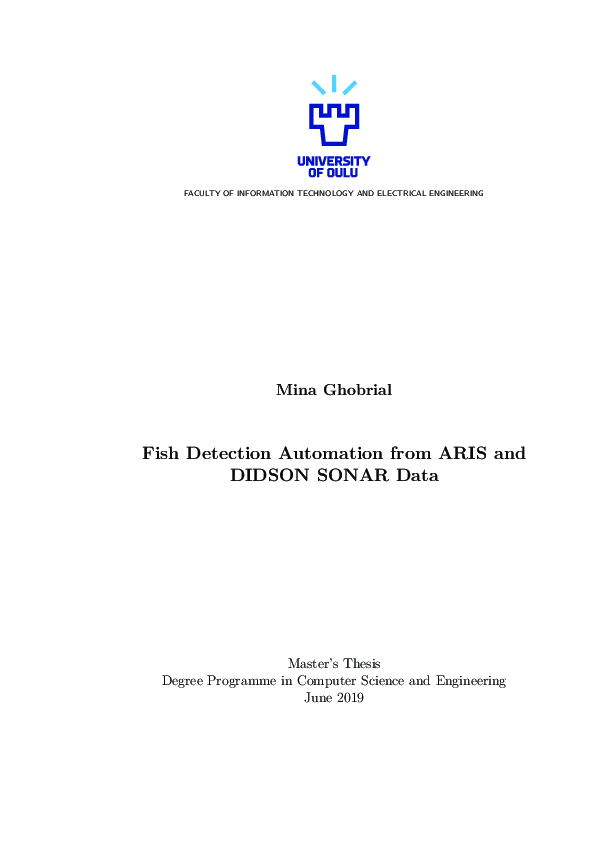 (PDF) Fish detection automation from ARIS and DIDSON SONAR data