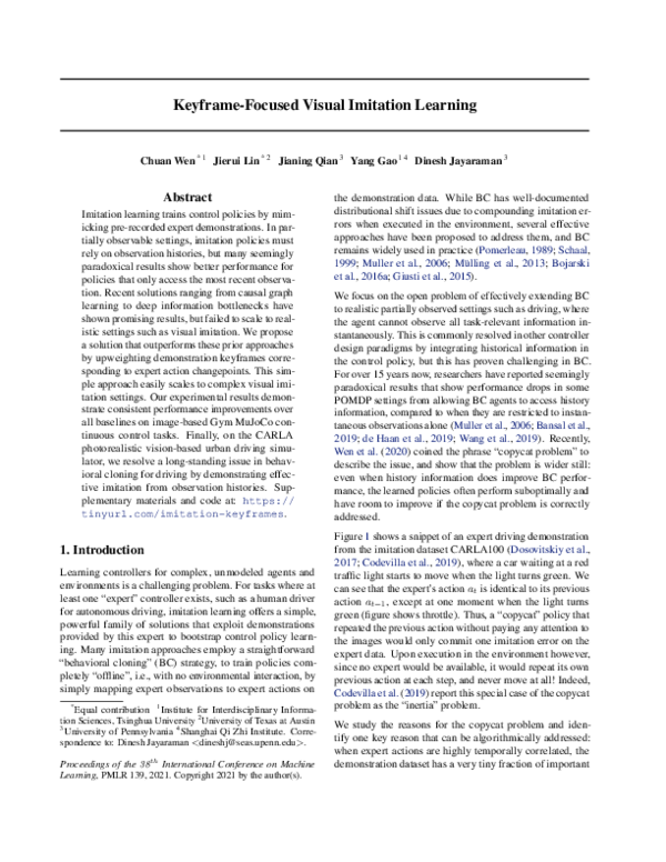 Pdf Keyframe Focused Visual Imitation Learning