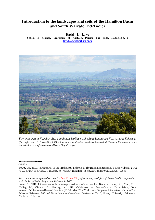 (PDF) Introduction to the landscapes and soils of the Hamilton Basin ...