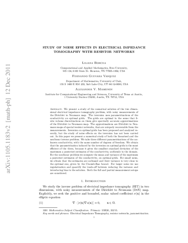 (PDF) Uncertainty quantification for electrical impedance tomography with resistor networks