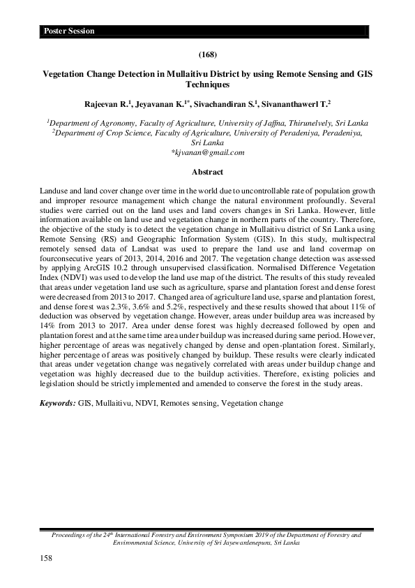 (PDF) Vegetation Change Detection in Mullaitivu District by using ...