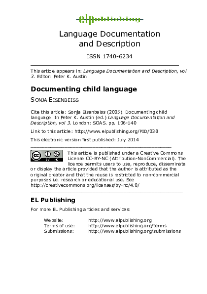 (PDF) Documenting child language