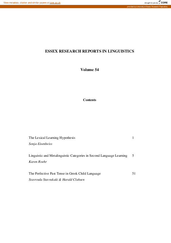 (PDF) The Lexical Learning Hypothesis