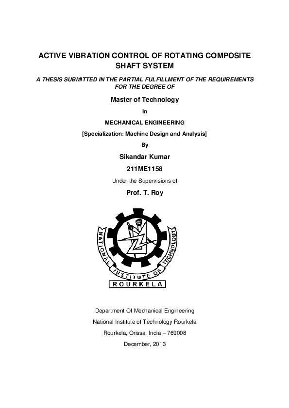 (PDF) Active Vibration Control of Rotating Composite Shaft System