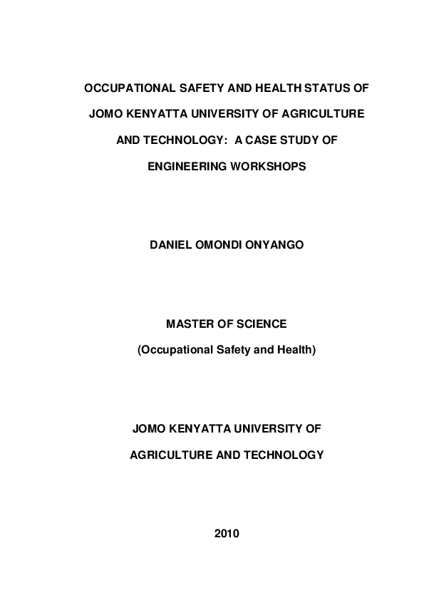 (PDF) Occupational safety and health status of Jomo Kenyatta University ...