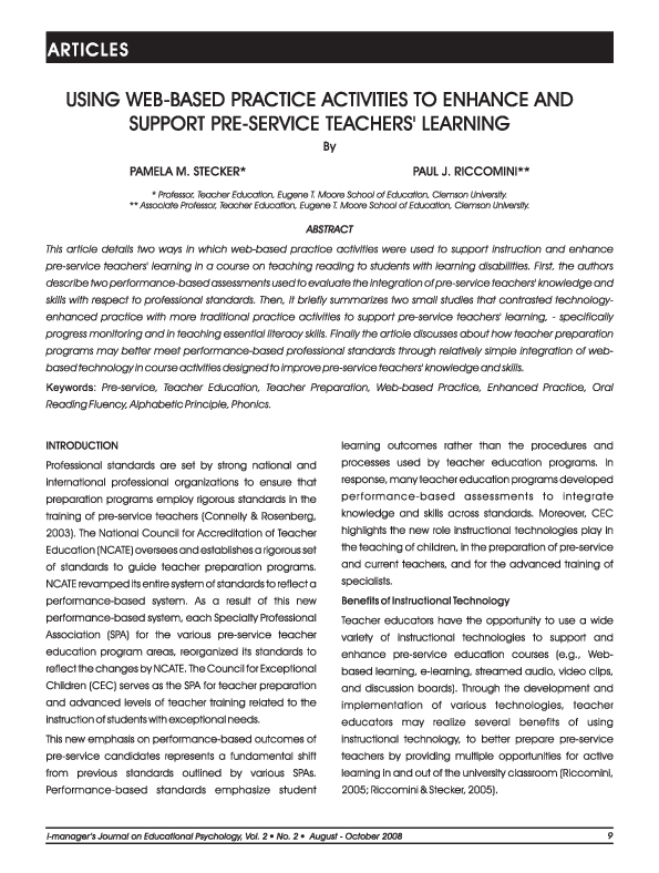 (PDF) Using Web-Based Practice Activities to Enhance and Support Pre ...