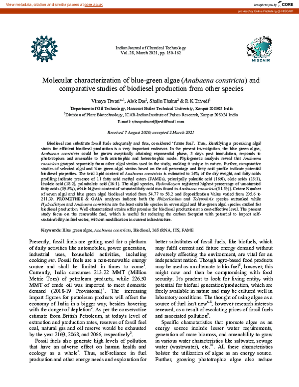(PDF) Molecular characterization of blue-green algae (Anabaena ...