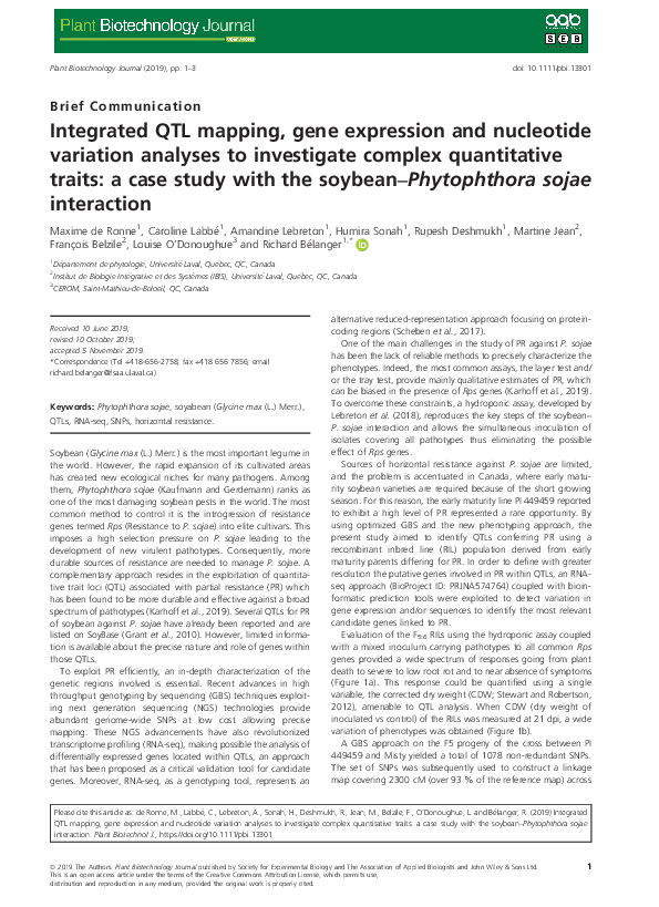 (PDF) Integrated QTL mapping, gene expression and nucleotide variation analyses to investigate ...