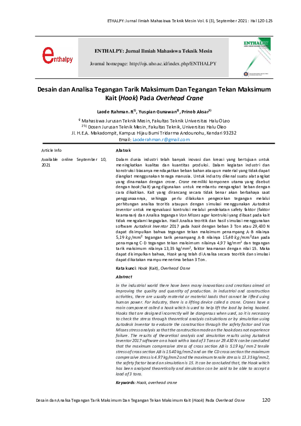 (PDF) Desain dan Analisa Tegangan Tarik Maksimum Dan Tegangan Tekan ...