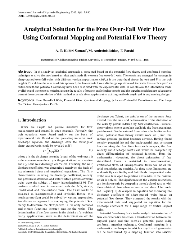 (PDF) Analytical Solution for the Free Over-Fall Weir Flow Using ...