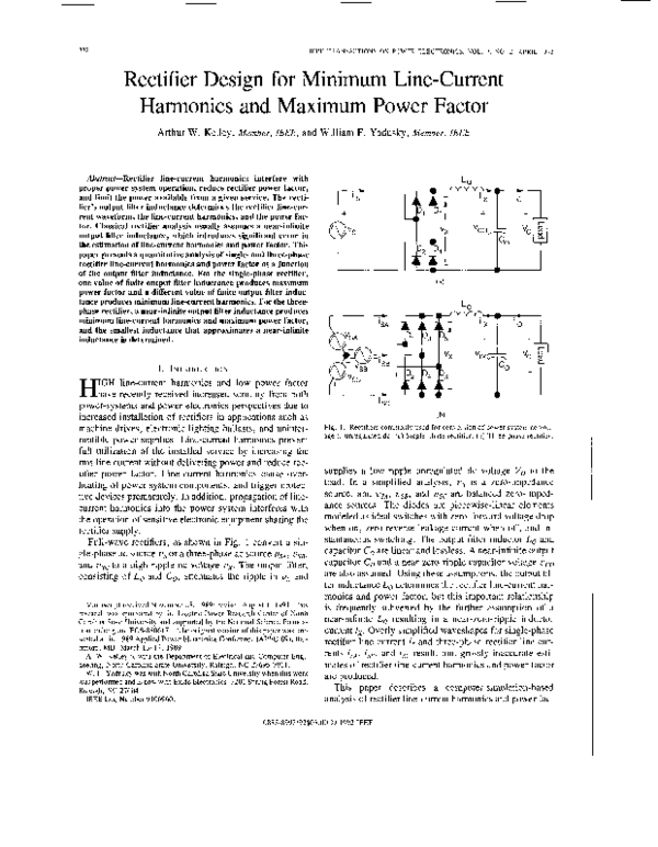 (PDF) Rectifier for minimum line-current harmonics and maximum power factor
