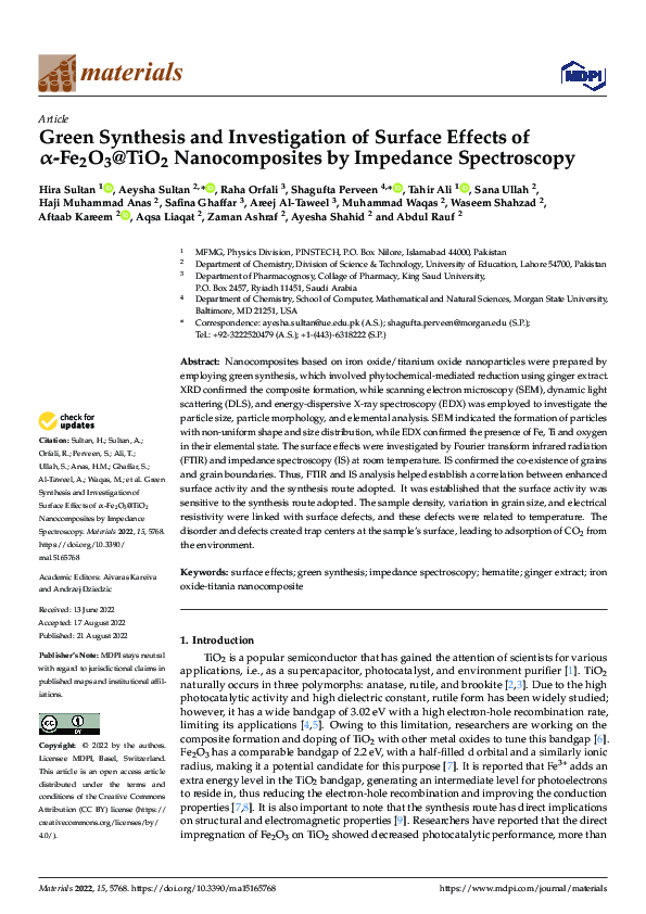 (PDF) Green Synthesis and Investigation of Surface Effects of α-Fe2O3 ...