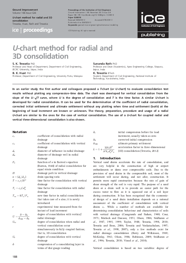 (PDF) U-chart method for radial and 3D consolidation