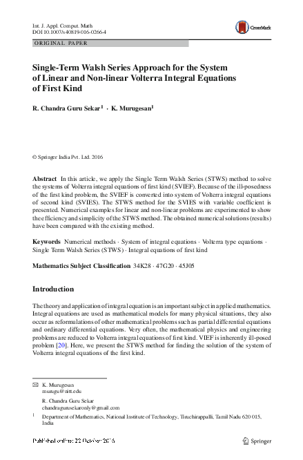 (PDF) Single-Term Walsh Series Approach for the System of Linear and ...