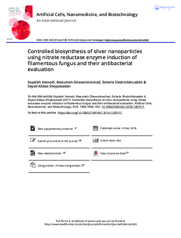 (PDF) Controlled biosynthesis of silver nanoparticles using nitrate reductase enzyme induction ...