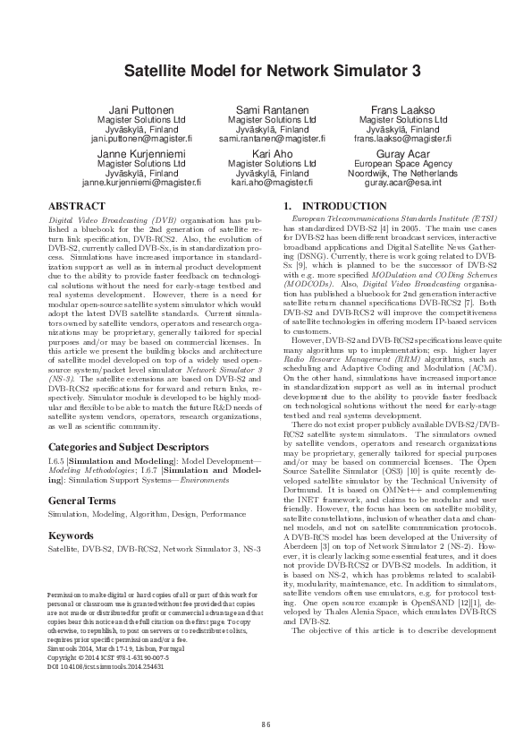 (PDF) Satellite Model for Network Simulator 3