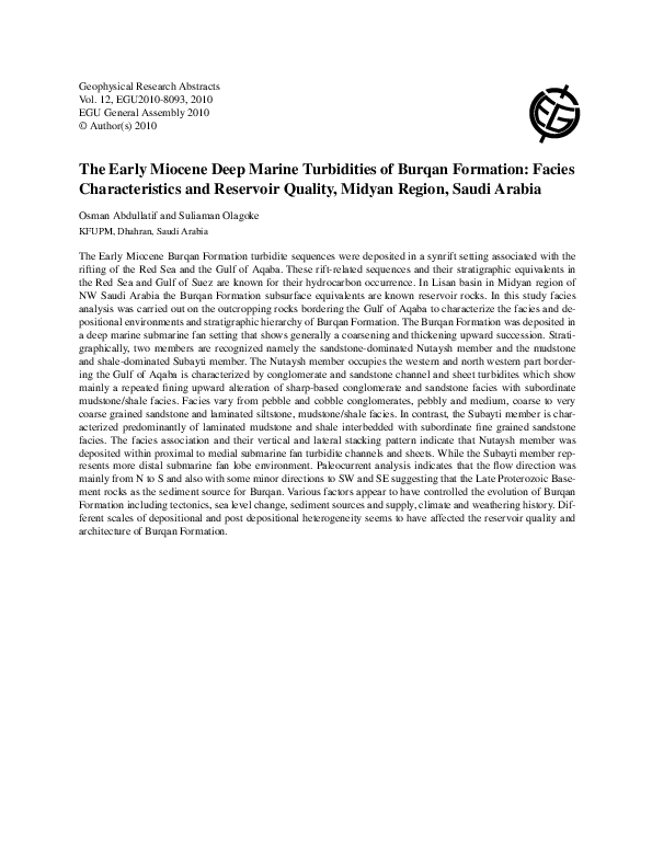 (PDF) The Early Miocene Deep Marine Turbidities of Burqan Formation ...