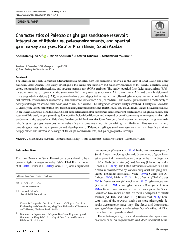 (PDF) Characteristics of Paleozoic tight gas sandstone reservoir ...
