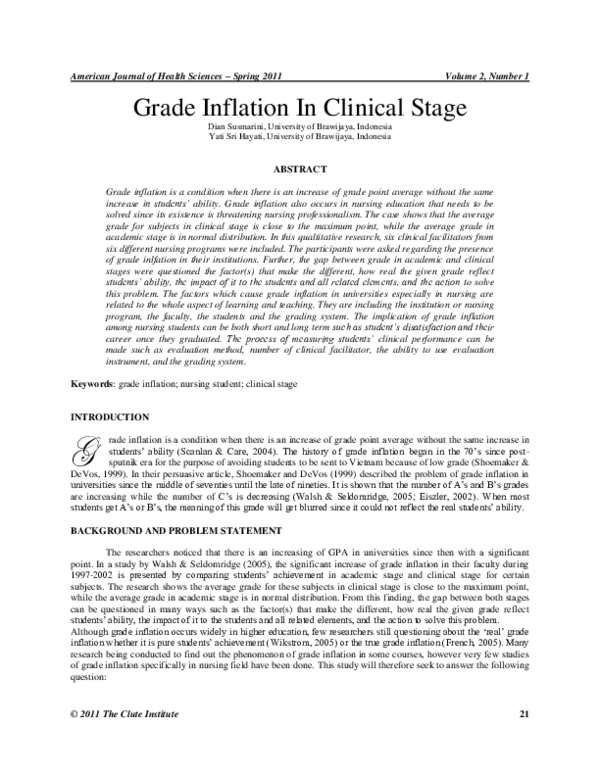 (PDF) Grade Inflation In Clinical Stage