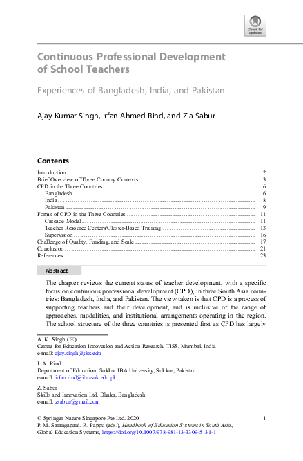 (PDF) Continuous Professional Development of School Teachers