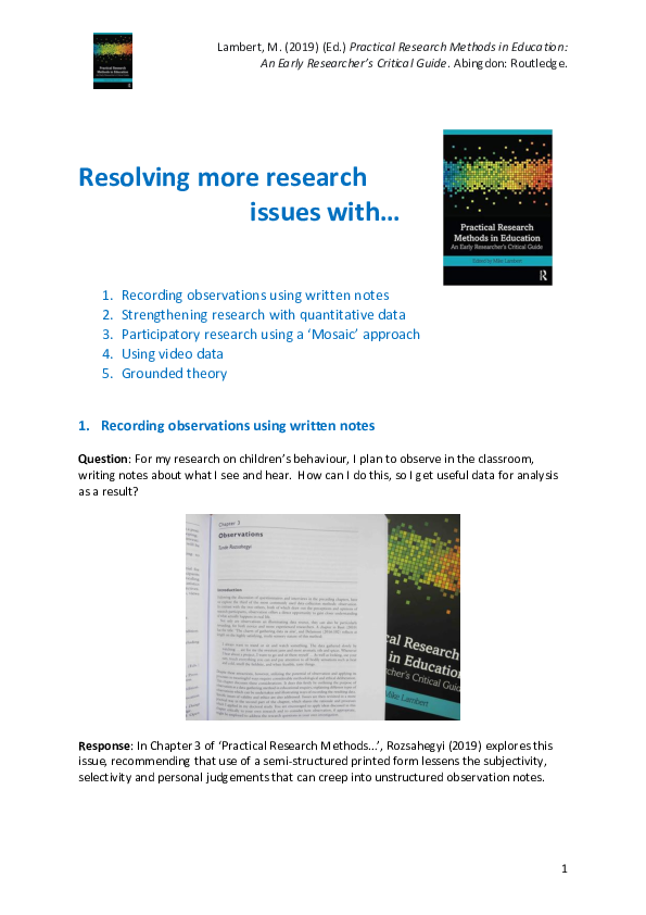 (PDF) Resolving more research issues with...