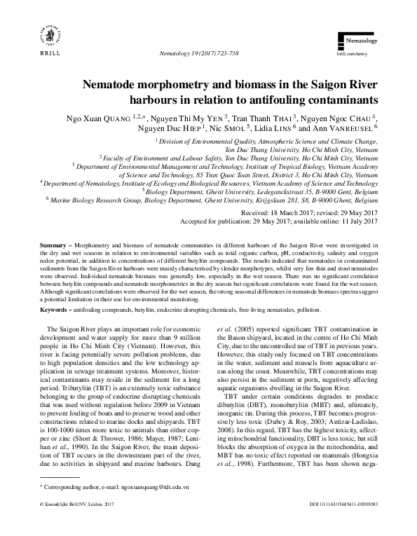 (PDF) Nematode morphometry and biomass in the Saigon River harbours in ...
