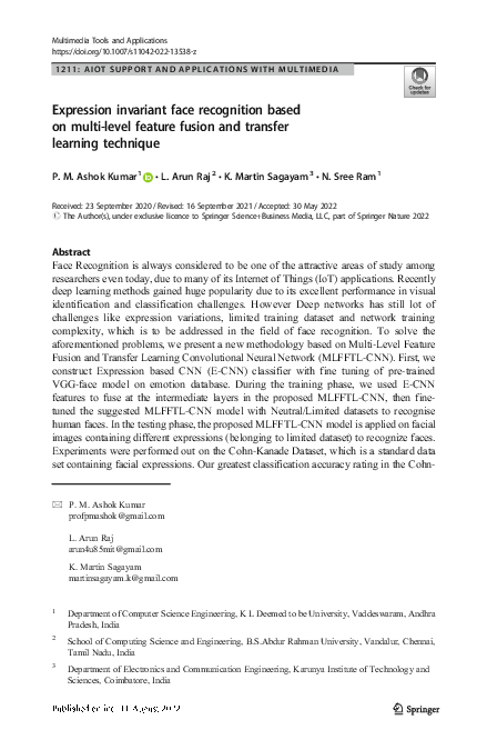 (PDF) Expression invariant face recognition based on multi-level feature fusion and transfer ...