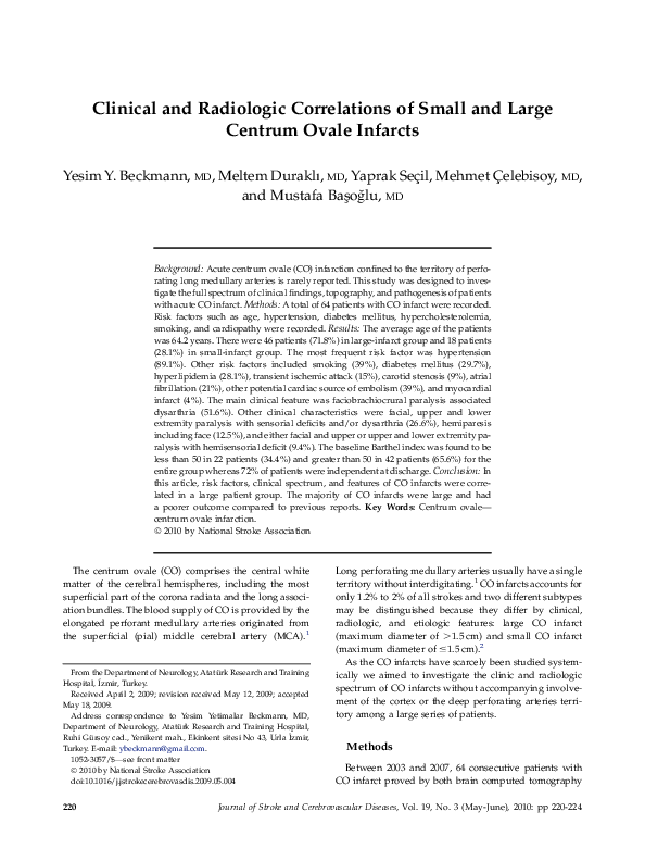 (PDF) Clinical and Radiologic Correlations of Small and Large Centrum ...