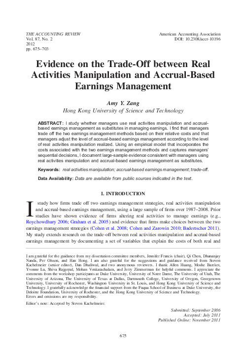 (PDF) Evidence on the Trade-Off between Real Activities Manipulation and Accrual-Based Earnings ...