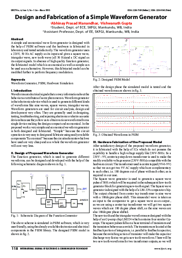 (PDF) Design and Fabrication of a Simple Waveform Generator
