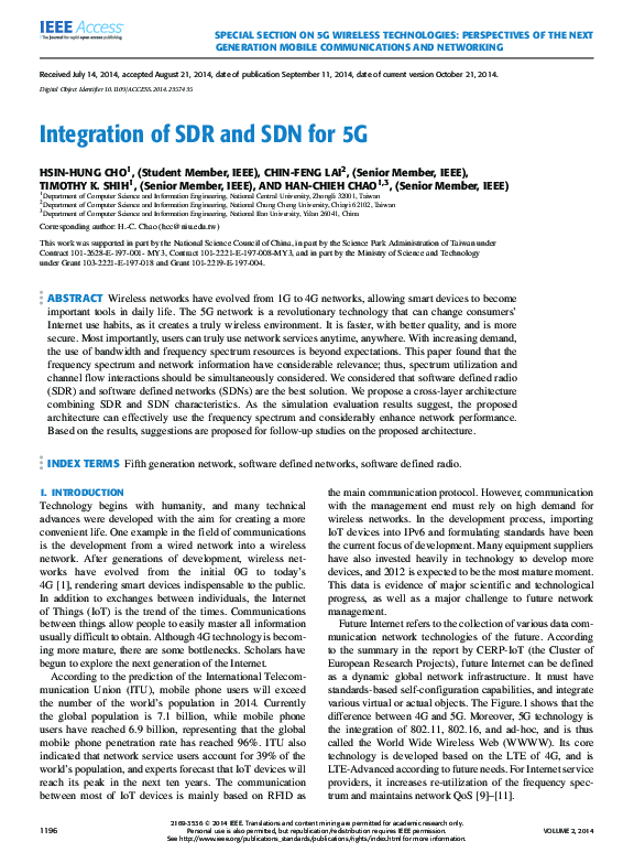 (PDF) Integration of SDR and SDN for 5G