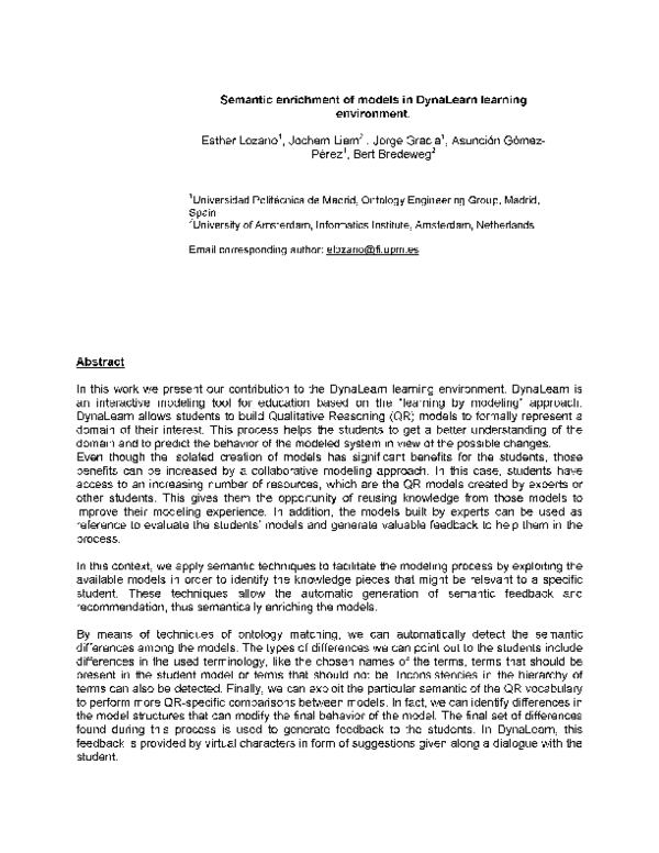 (PDF) Semantic enrichment of models in DynaLearn learning enviroment