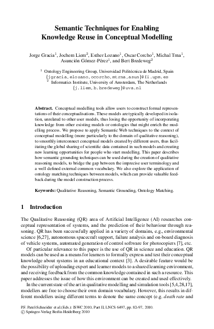 (PDF) Semantic techniques for enabling knowledge reuse in conceptual modelling