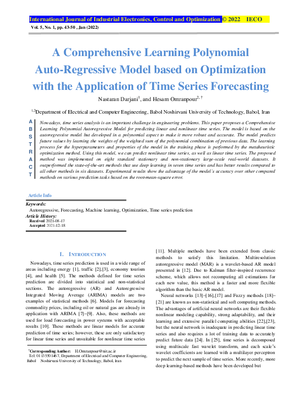 (PDF) A Comprehensive Learning Polynomial Auto-Regressive Model based on Optimization with the ...