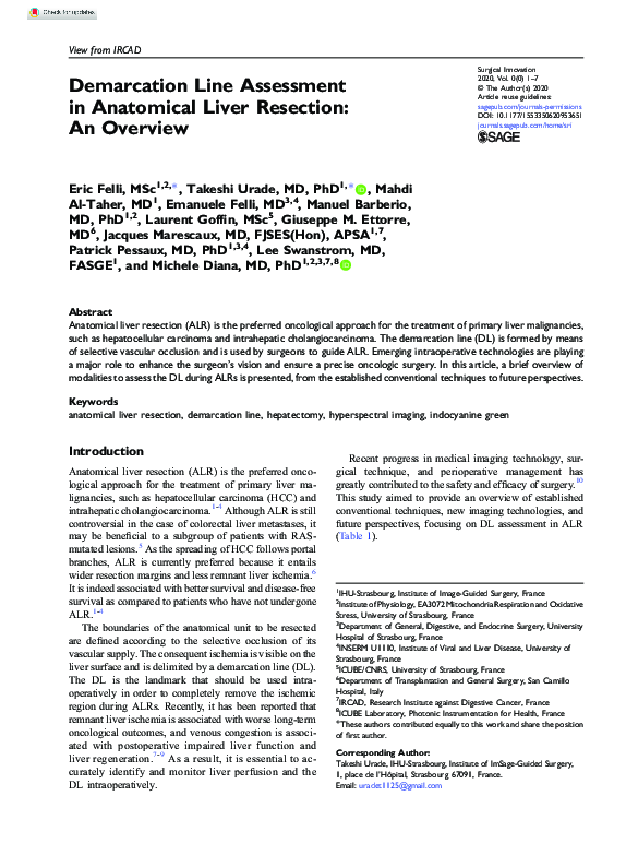 (PDF) Demarcation Line Assessment in Anatomical Liver Resection: An ...