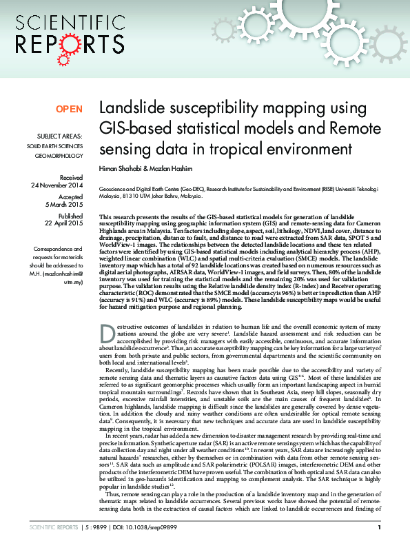 Pdf Landslide Susceptibility Mapping Using Gis Based Multi Criteria Decision Analysis Support